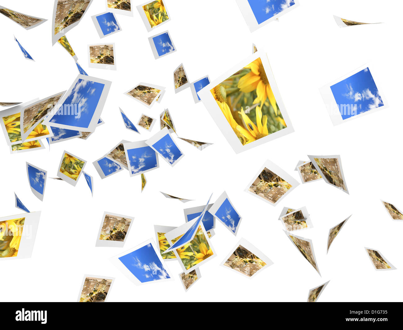 It`s raining instant photos. 3D rendered Illustration Stock Photo - Alamy